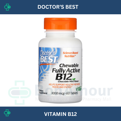 Buy DOCTOR'S BEST CHEWABLE FULLY ACTIVE B12 1,000 MCG, 60 TABLETS
