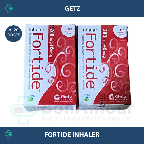 Buy GETZ FORTIDE INHALER ( BUDESONIDE PLUS FORMOTEROL) 200MCG + 6MCG