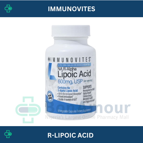 Buy IMMUNOVITE STABILIZED R- ALPHA LIPOIC ACID 600MG X 60 CAPS